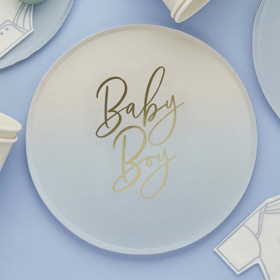 Baby Shower Boy Party Supplies | Baby Shower Blue 'Baby Boy' NPC Paper ...