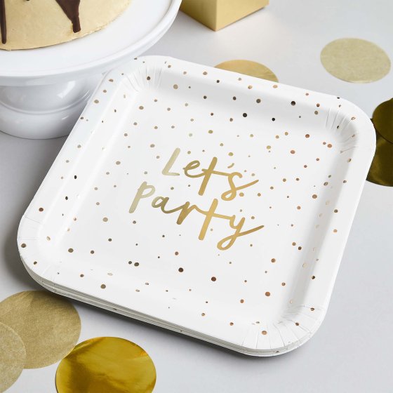 Mix it Up Party Supplies | Metallic Mix Up Gold 'Let's Party' NPC Paper ...
