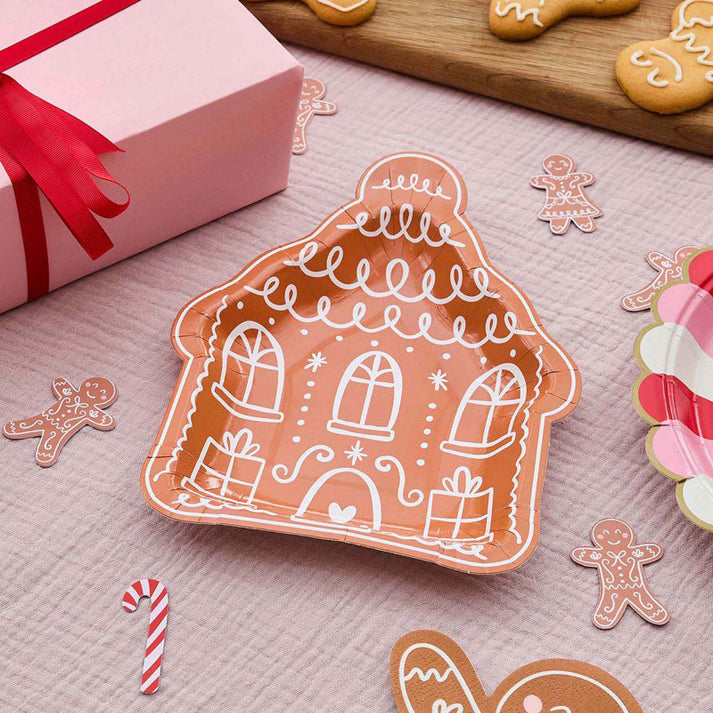 Christmas Party Supplies | Gingerbread House Shaped NPC Paper Plates ...